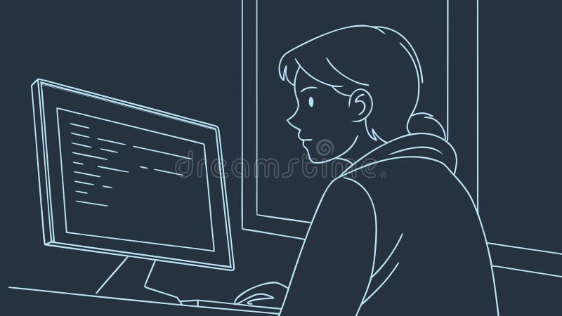 Person Coding at Computer, Concentration and Digital Creation, Vector Design Generative AI Stock ...