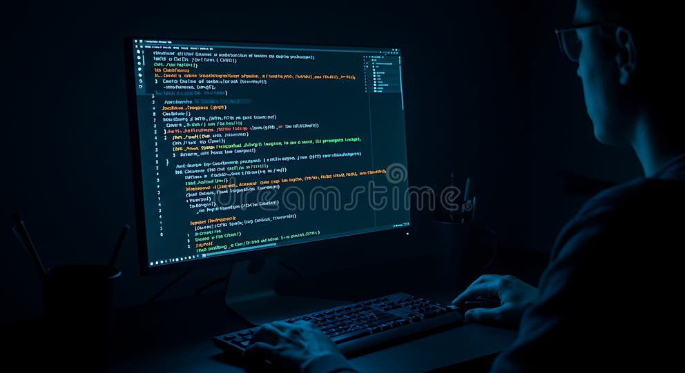 Night Coder stock photo. Image of algorithm, dedication - 375412168