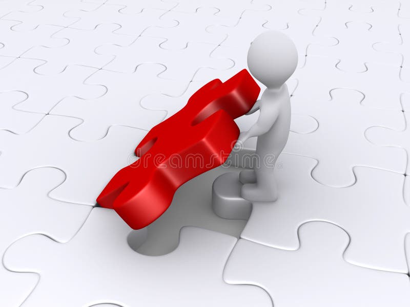 Person is Completing Puzzle Stock Illustration - Illustration of ...