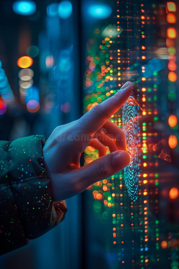 A Person Completing a Transaction with a Biometric Fingerprint Scan ...