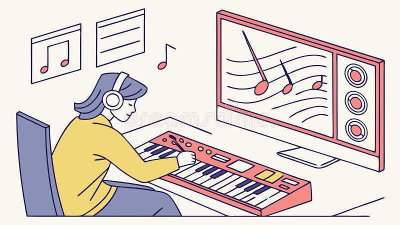 Person Composing Music, Digital Audio Production, Vector Design ...