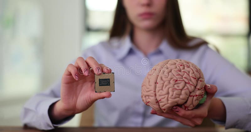 Human Computer Chip in a Model of Human Brain Stock Footage - Video of ...