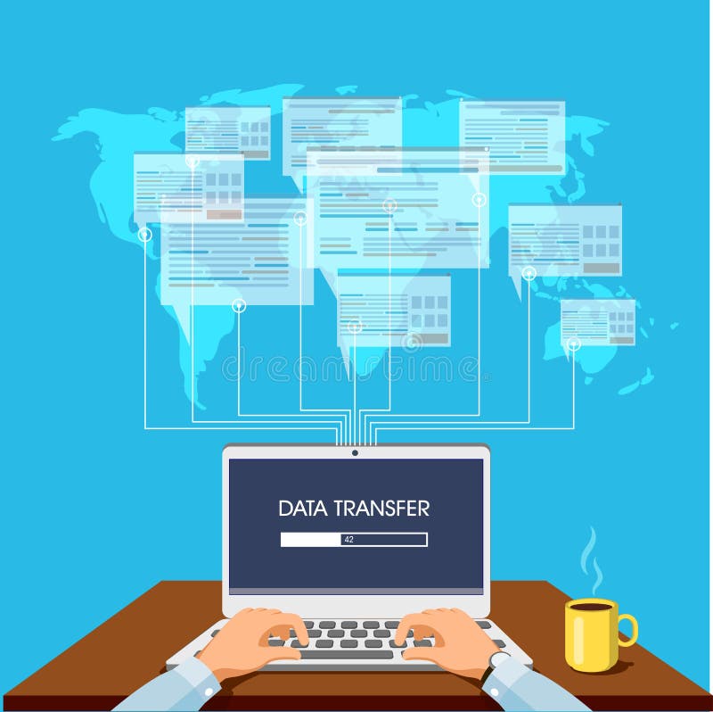 Person at the Computer, Data Transfer Net Surfing. Stock Vector ...