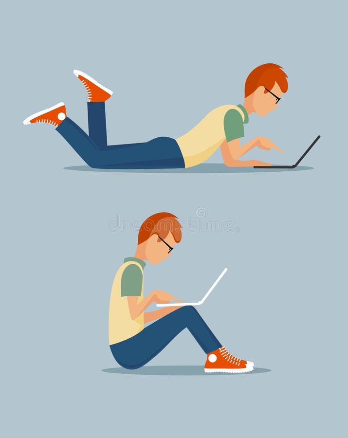 Person at the Computer in a House Situation an Illustration Stock ...