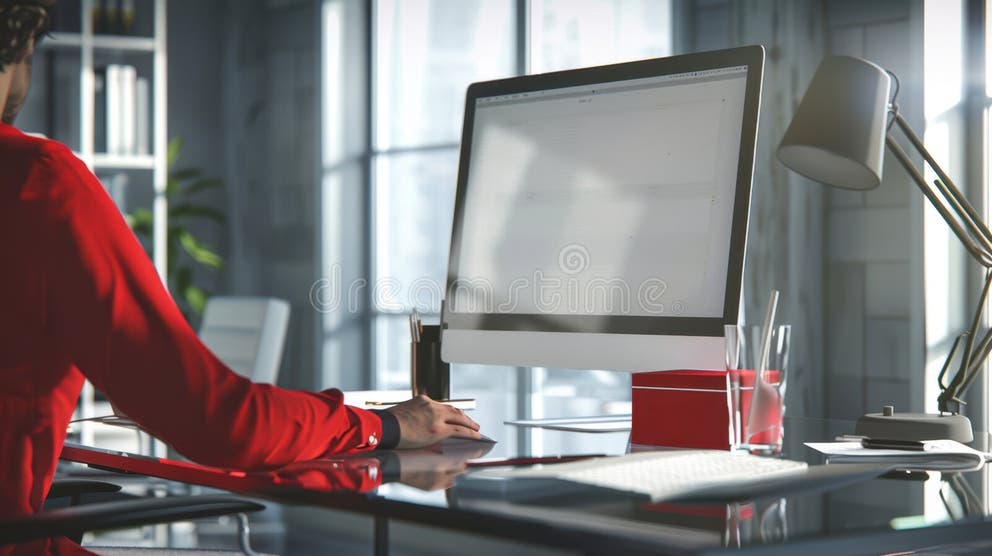 The Person at Computer. AI Generated Stock Photo - Image of digital ...