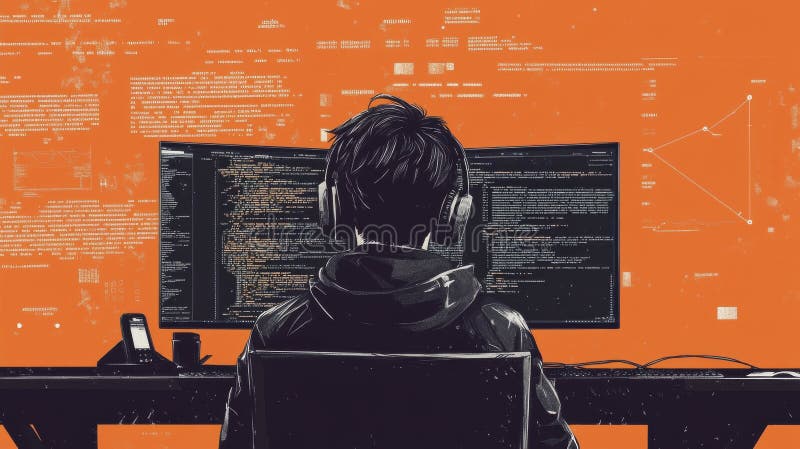 Person Concentrating on Computer Code in a Digital Workspace Stock ...