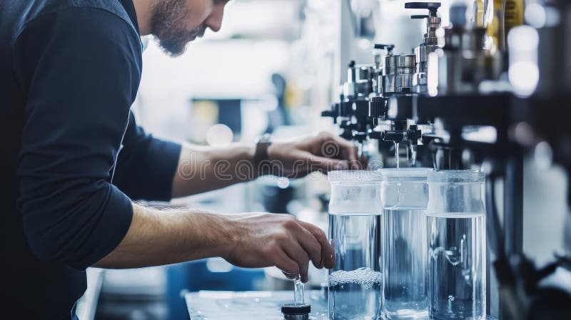 A Person Conducting Experiments with Beakers in a Laboratory Setting ...
