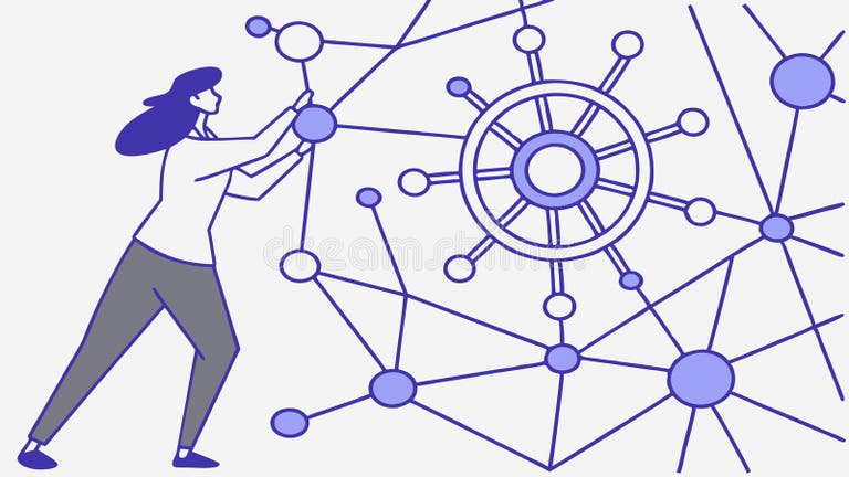 Person Connecting Abstract Nodes, Network Technology, Vector Design ...