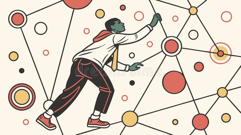 Person Connecting Dots in Network Illustration, Problem Solving ...