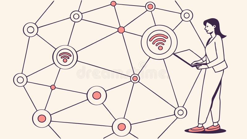 Person Connecting Network Dots Illustration, Vector Design Generative ...