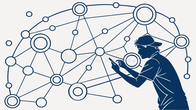 Person Connecting Network Dots Illustration, Vector Design Generative ...