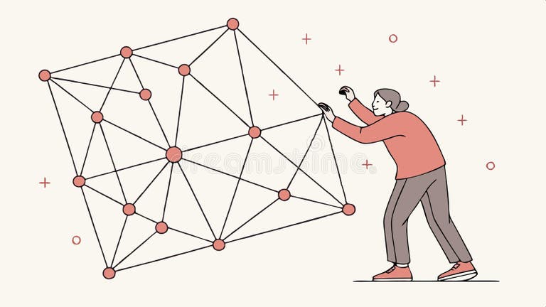 Person Connecting Network Nodes, Technology and Data Connection Vector ...