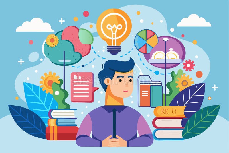 A Person Contemplates Various Ideas and Solutions while Surrounded by ...