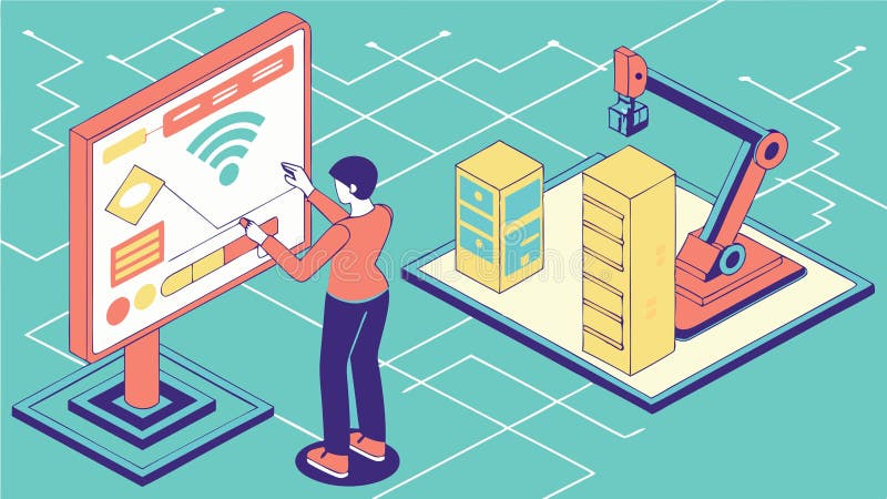 Person Controlling Construction Crane for Building, Vector Design ...