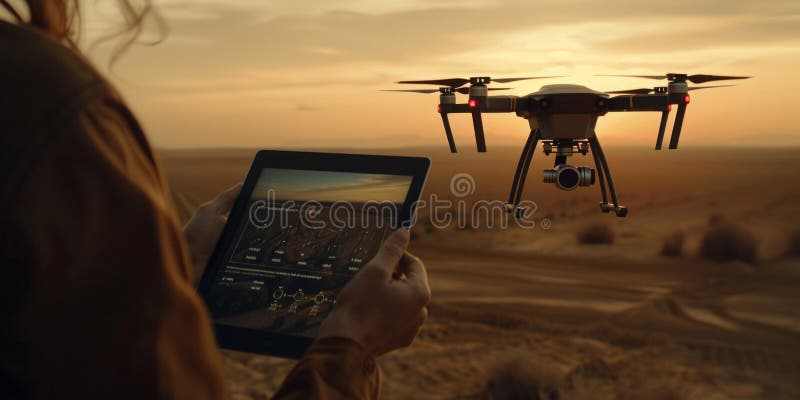 Person is Controlling a Flying Device Equipped with a Watering System ...