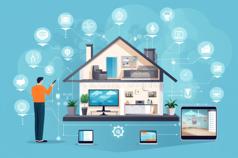 A Person Controlling Smart Home Devices, Smart Home Management System ...