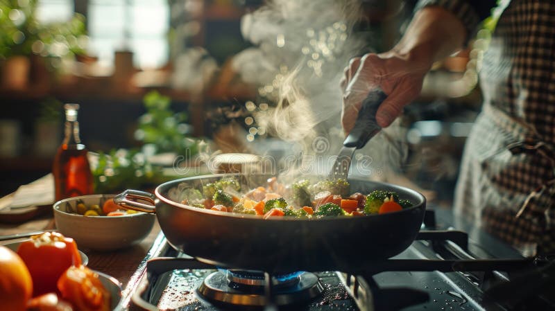 Person Cooking in a Kitchen with Vegetables Stock Image - Image of food ...