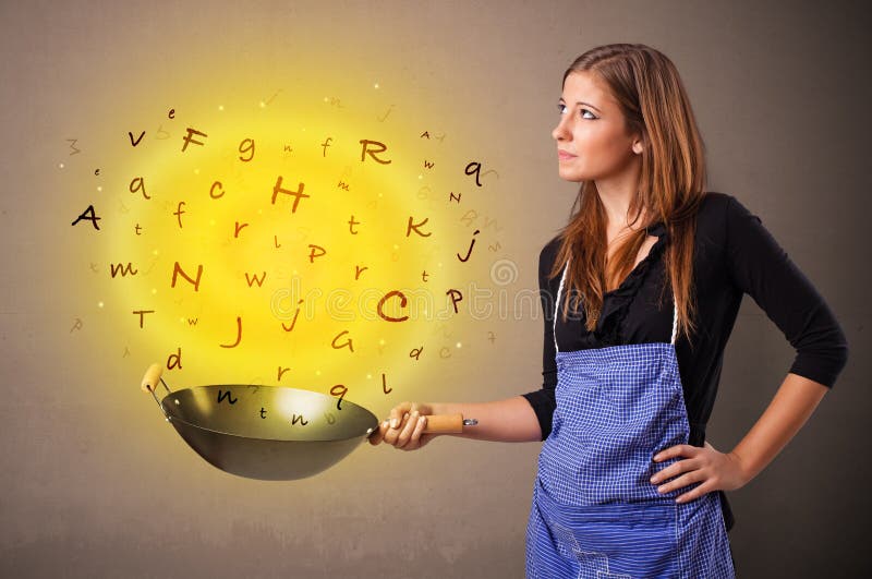 Person Cooking Letters in Wok Stock Image - Image of correct, hands ...