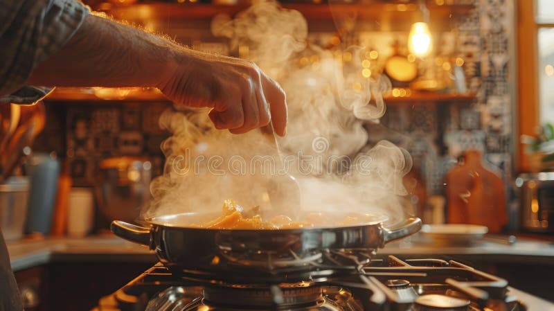 Person Cooking on a Stove with Steam. Stock Photo - Image of arts ...