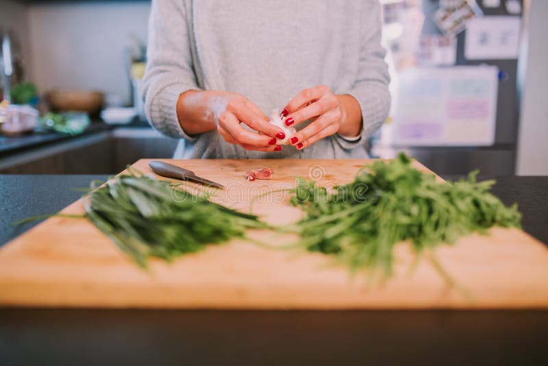 A Person is Cooking Vegetables Stock Image - Image of green, greens ...
