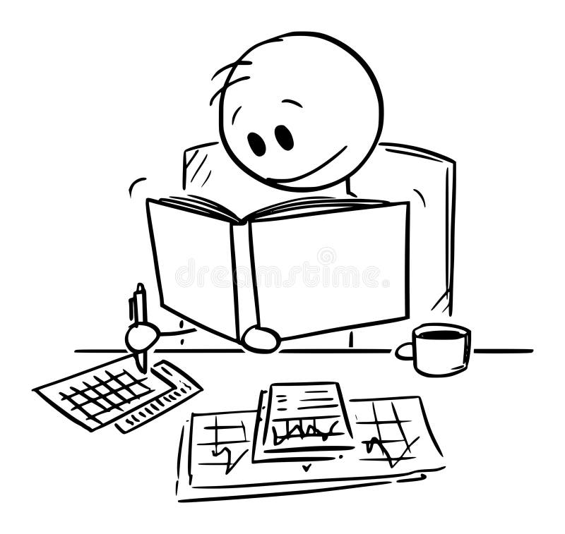 Person Counting or Doing Mathematical Analysis, Vector Cartoon Stick ...