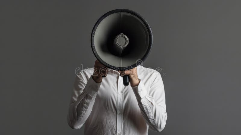Man with a Megaphone Covering Face.AI Generated Image Stock Photo ...