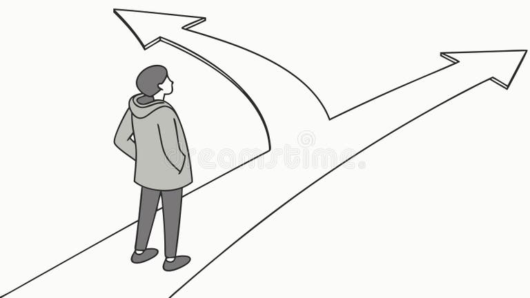 Person at Crossroads, Decision Making and Future Path Choice, Vector ...