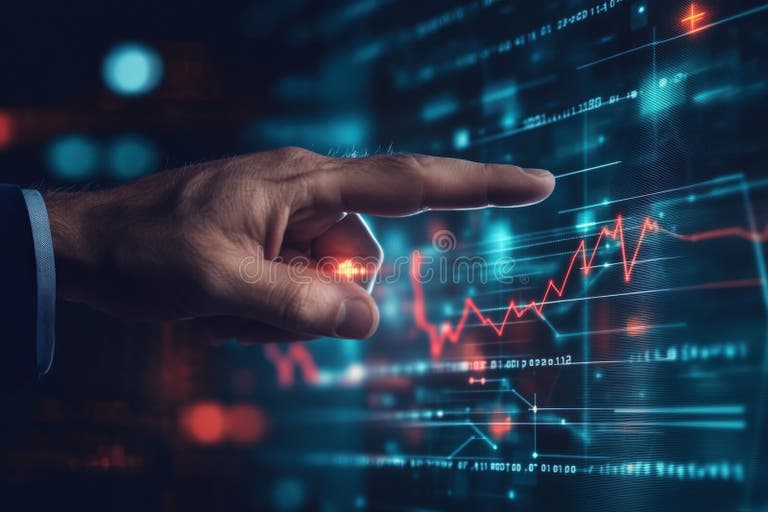 A Person is Currently Pointing at a Graph Displayed on a Computer Screen Stock Photo - Image of ...