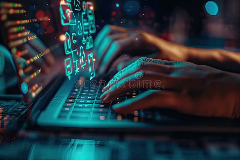 A Person is Currently Typing Away on a Colorful Keyboard Filled with ...