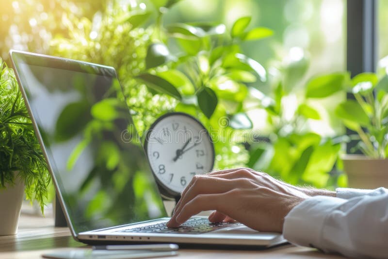 A Person is Currently Typing on Their Laptop Computer in Front of a ...