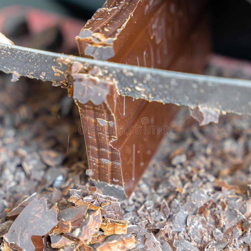Person Cutting a Large Piece of Chocolate Stock Photo - Image of aroma ...