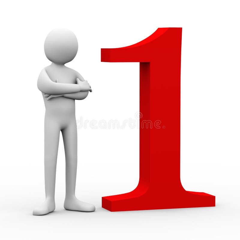 Person i 3D med nummer ett stock illustrationer. Illustration av person ...