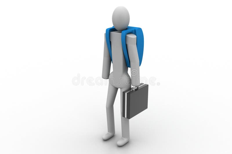 Person 3d Mit Koffer Mit Tasche Stock Abbildung - Illustration von ...