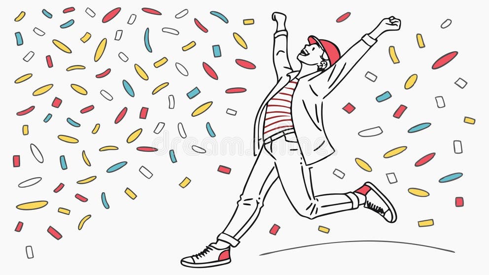 Person Dancing with Confetti Joyful Movement, Vector Design Generative ...