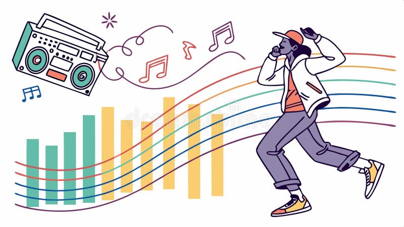 Person Dancing with Music Notes, Rhythm and Joyful Expression Vector ...