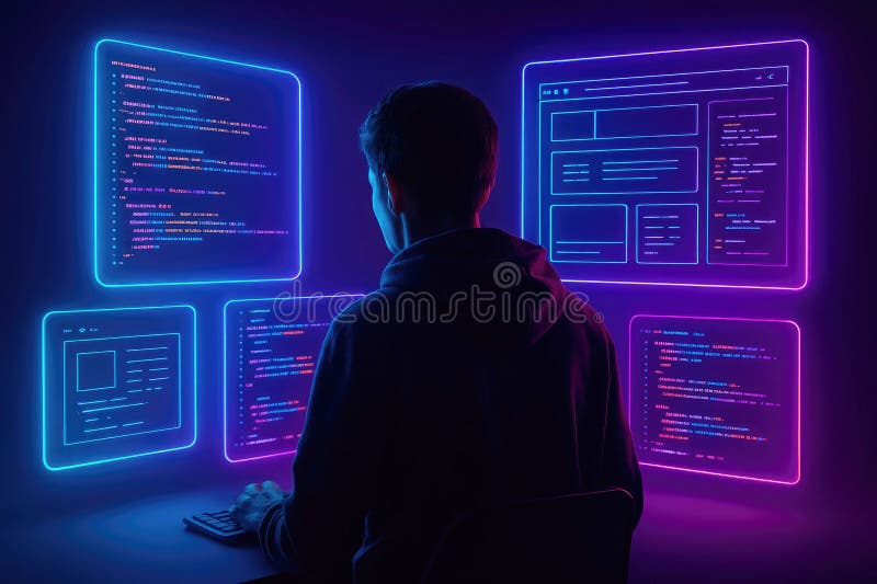Multiple Glowing Digital Screens Stock Illustrations – 2,727 Multiple ...