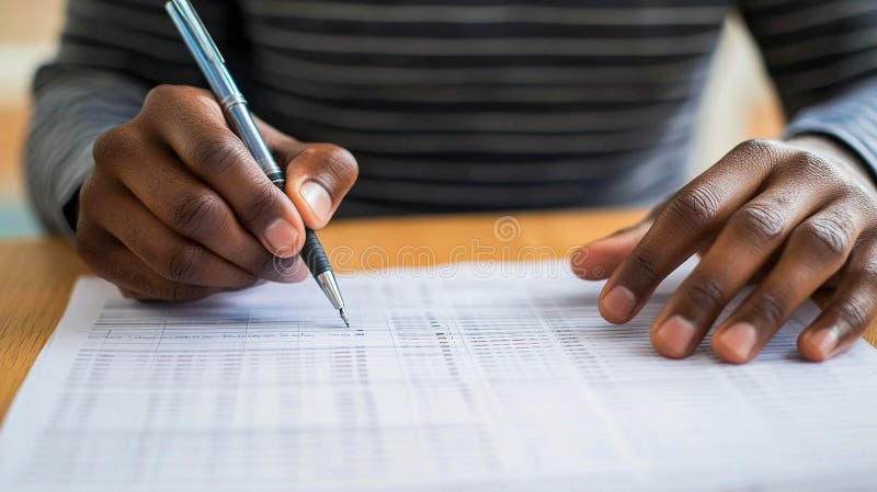 Writing on a Notepad in a Well-lit Room during the Day while Focusing ...