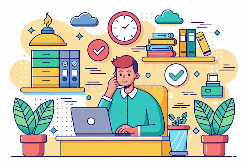 A Person is Deep in Thought about Office Tasks while Sitting at a ...