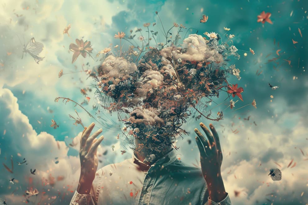 A Person in Deep Thought Surrounded by Symbols of Support and Hope ...