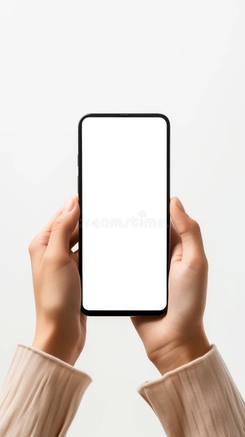 Person Holding Phone with White Screen for Display Stock Illustration ...