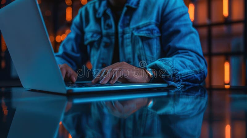 The Man Using Laptop.AI Generated Image Stock Photo - Image of typing ...