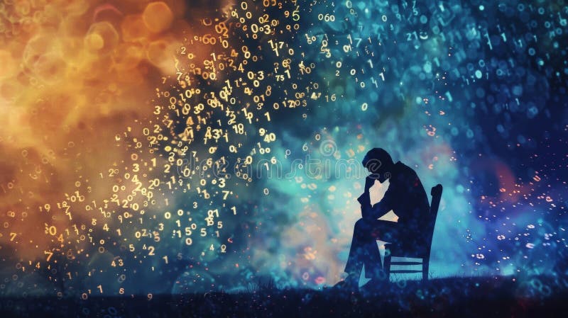 A Person is Depicted Sitting on a Chair Deep in Thought As Numbers and ...