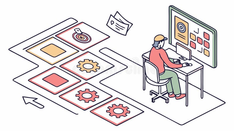 Person Designing on Computer, Creative Process, Digital Art, Vector ...