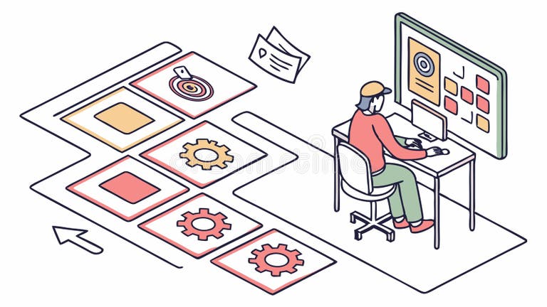 Person Designing on Computer, Creative Process, Digital Art, Vector ...