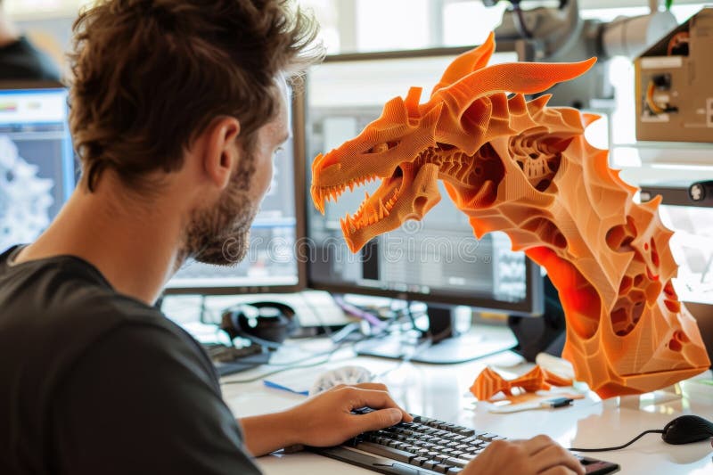 Person Designing a 3D Model, a Person Working at a Computer Stock ...