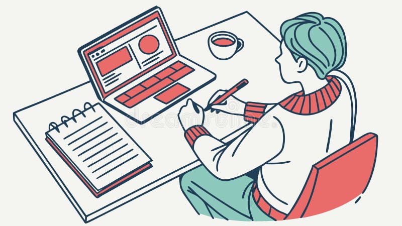 Person Designing on Laptop, Creative Work and Digital Illustration ...