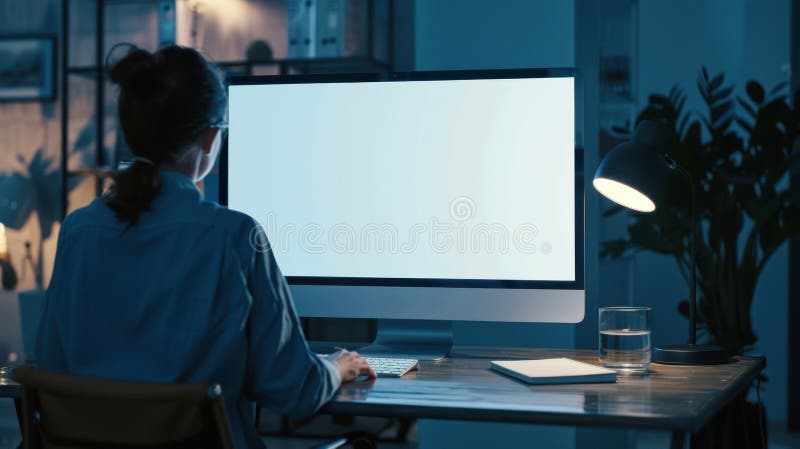 The Person at Desk Computer. AI Generated Stock Illustration ...