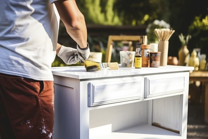 Person Cleaning Table with Brush in a Simple, Efficient Manner Stock ...
