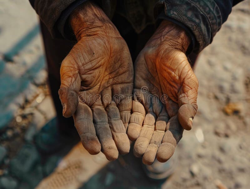 Person with Dirty Hands Holding an Object Stock Image - Image of ...