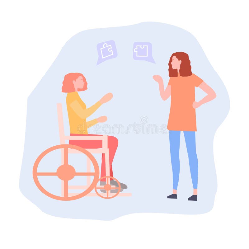 A Person with Disabilities Communicates with Another Person, Vector ...